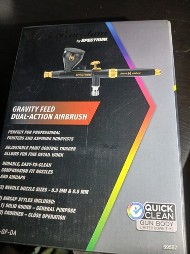 Spectrum Black Widow Gravity Feed Dual-Action Airbrush #59557 / / Ships ...