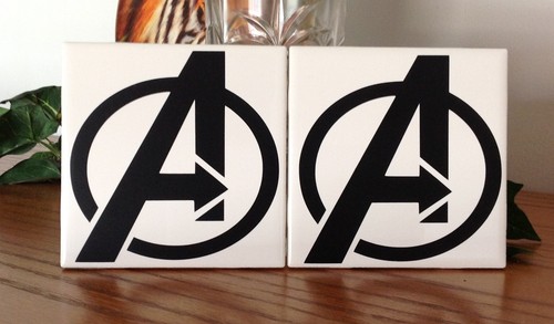Avengers ceramic tile coaster (set of 2)(Black Logo) | eBay