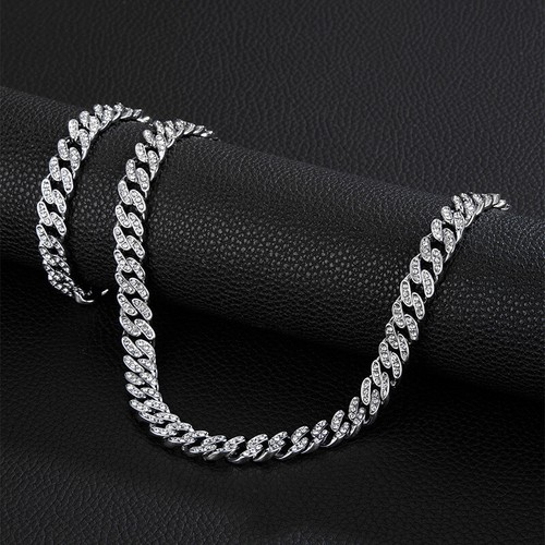 8MM Gold Plated CZ Cuban Link Chain Hip Hop Iced CZ Out Cuban Necklace ...