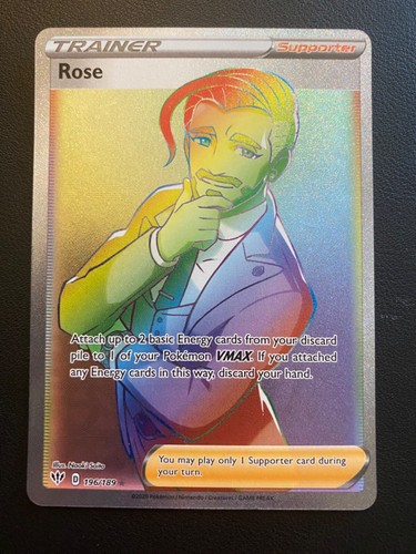 POKEMON TCG ROSE 196/189 SWSH DARKNESS ABLAZE RAINBOW SECRET ULTRA RARE ...