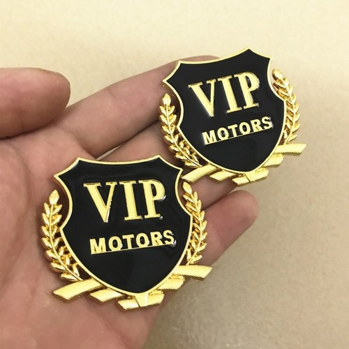 2pcs Metal VIP MOTORS Luxury Car Auto Side Emblems Window Badge Decal ...
