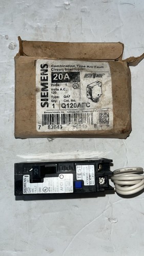 Q120AFC SIEMENS 1 POLE 20AMP 120V Arc Fault CIRCUIT BREAKER NEW ...