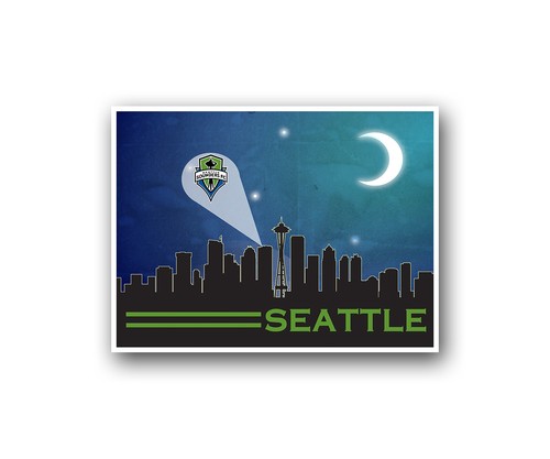 Seattle Sounders FC Poster City Skyline Art Print Man Cave Decor 12x16 ...