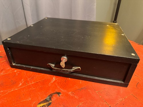 Antique Indiana Cash Drawer Co Under Counter Cash Box with Bell & Key ...