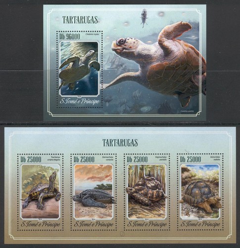 STC009 Sao Tome e Principe 2014 MNH 2 Sheets High CV Reptiles Sea ...