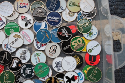 BATCH 12 ASSORTED COINS TOKENS FOR GOLF BALL MARKERS COLLECTION COLOR ...