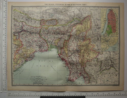 1904 Antik Landkarte Bengalischer Provinzen Burma Süd Tibet Kalkutta ...