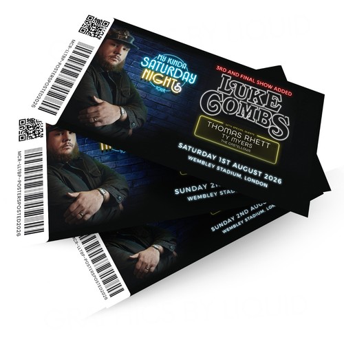 Luke Combs Ticket My Kinda Saturday Night 2026 Mock Ticket Surprise ...
