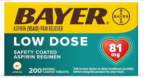 Bayer Low Dose 81 mg Safety Coated Aspirin Regimen, 200 Tab*EXP:09/26 ...