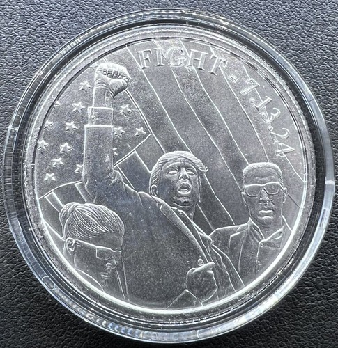 1 Oz .999 Fine Silver TRUMP " Trump fight, fight" Coin Limited Edition ...