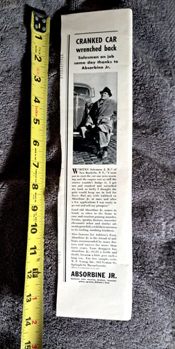 1937 print ad-Cranked Car-Wrenched Back. Engine Too Stiff-Good Old ...