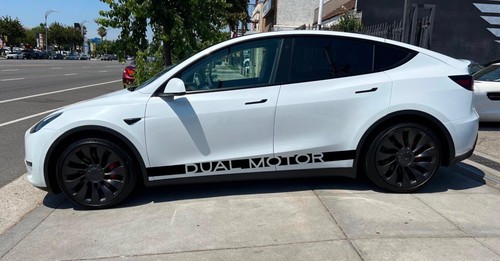 Tesla Model Y 2020-2024 Custom Outline "Dual Motor" Side Vinyl Decal ...