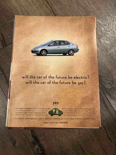 TOYOTA PRIUS HYBRID 8 X 11" Ad Photo Poster Electric Car Automobile ...