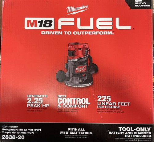 Milwaukee 2838-20 M18 Fuel Cordless 1/2 Router New In Box (Bare Tool ...