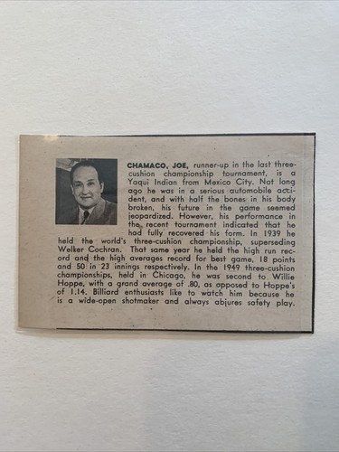 Joe Chamaco Mexico City 1950 WWIS Billiards Panel | eBay