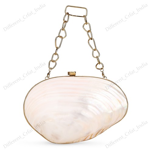 CultGaia Sea Shell Minauderie Clutch Purse, Indian Real iridescent ...