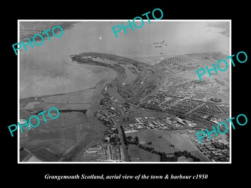 OLD 8x6 HISTORIC PHOTO OF GRANGEMOUTH SCOTLAND THE TOWN & HARBOUR c1950 ...