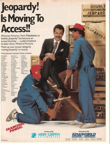 Alex Trebek Jeopardy! 1985 Ad- is moving to access!! in these markets ...