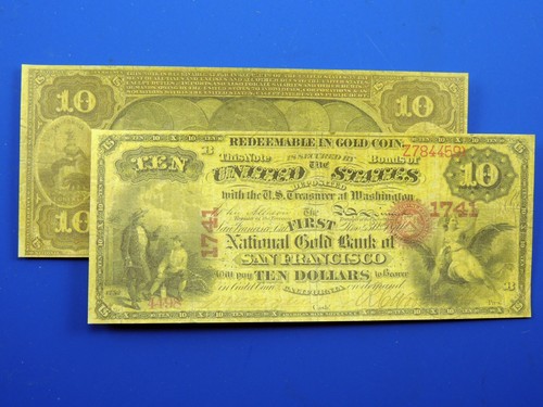 Reproduction $10 1875 National Gold Bank Note US Paper Money Currency ...
