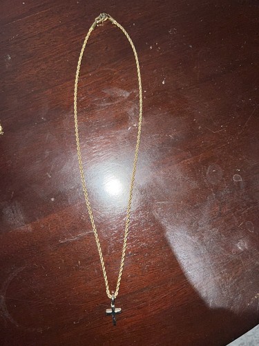 GLD SHop Rope Chain in Yellow Gold Tone - 2mm / 20" WITH GLD CROSS ...