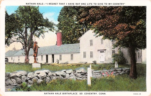 South Coventry CT Connecticut Nathan Hale Home Statue Military Vtg ...
