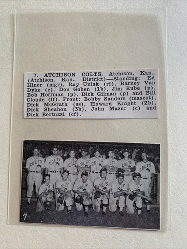Atchison Colts Kansas 1949 Baseball Small Team Picture | eBay