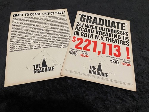 THE GRADUATE 1967 two Oscar ads Dustin Hoffman, Mike Nichols, Ann ...