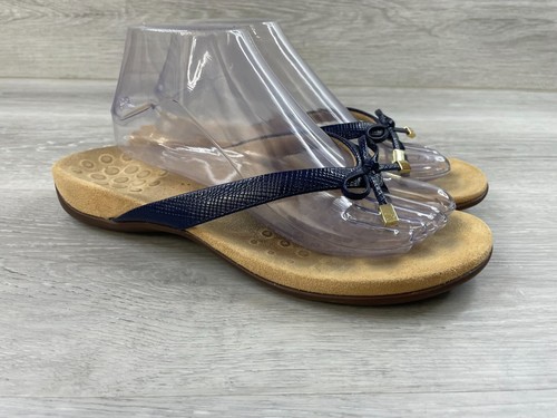 Vionic Bella II Women's Sandal Blue Lizard Leather Comfort Flop 10 Shoes