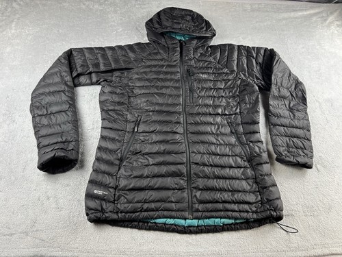 Rab Microlight Alpine Jacket Long Womens UK 16 Black Nikwax Pertex ...