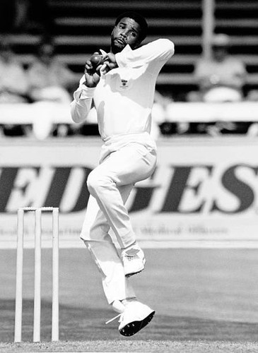 Martin Jean-Jacques bowling for Derbyshire circa 1986 Old Cricket Photo ...