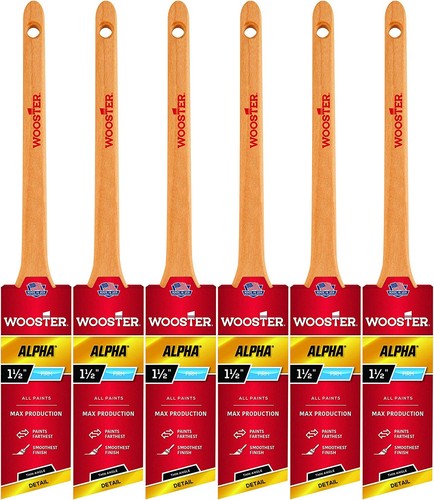 Wooster Genuine 1.5" Alpha Thin Angle Sash Paintbrush 6-Pack, 4230-1.5 ...