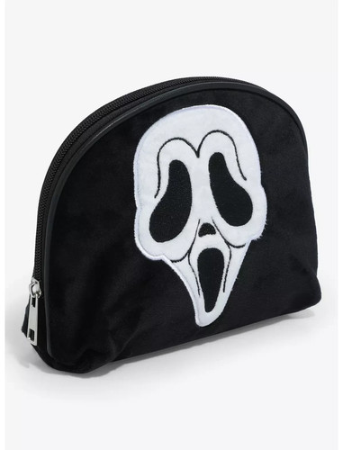 HOT TOPIC Scream GHOST FACE Black FUZZY MAKEUP BAG Toiletries Pouch ...