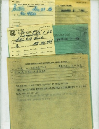 NORTHERN PACIFIC RAILWAY TRAIN ORDERS (16) SEATTLE, WASHINGTON 1965 ...