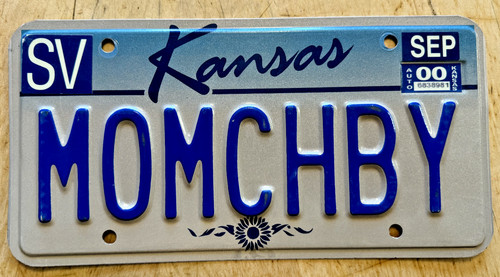 2000 KANSAS VANITY LICENSE PLATE " MOM CHBY " KS MOMS CHEVY CHEVROLET ...