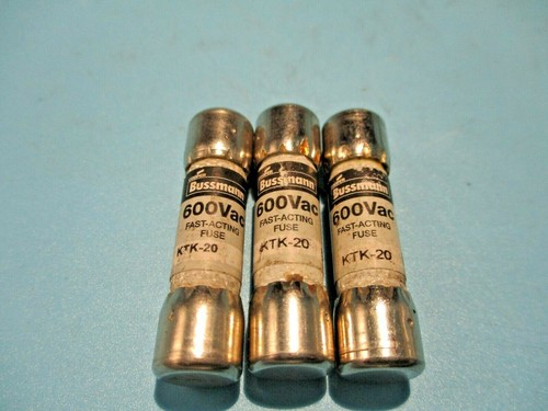NEW LOT OF 3 BUSSMANN KTK-20 20 A 20 AMP FUSE | eBay