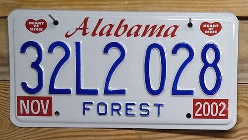 Alabama Expired 2002 Forest License Plate Auto Tag ~ 32L2 028 ...