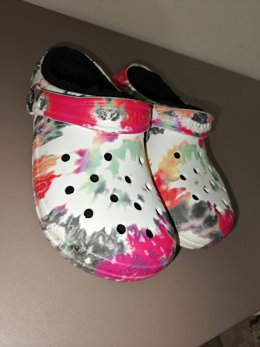 Fuzzy Multicolored Tie-Dyed Crocs Women's US Size 7 | eBay