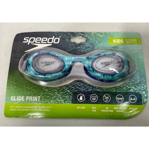 Speedo Jr. Kids Swim Water Goggles Glide Turquoise Fish Bones No Leak ...