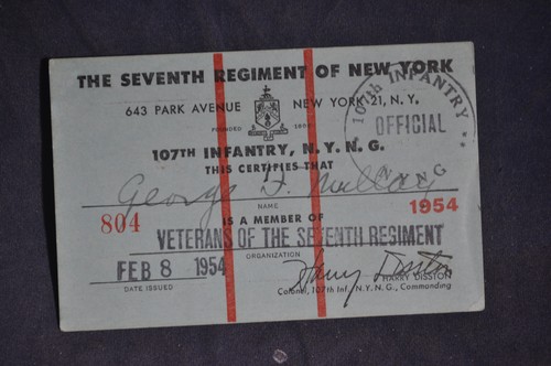 1954 Seventh Regiment of 107th NY National Guard ID Card | eBay
