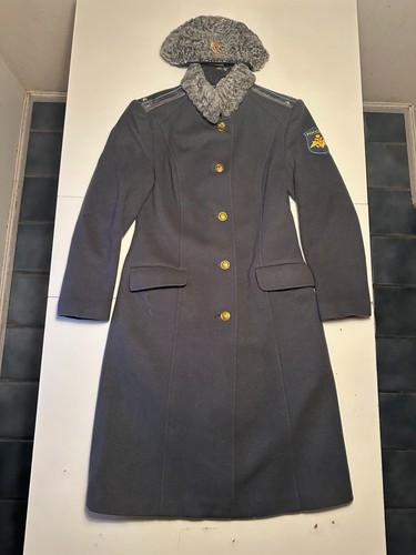 Russian Air Force post Soviet women wool coat karakul astrakhan fur ...