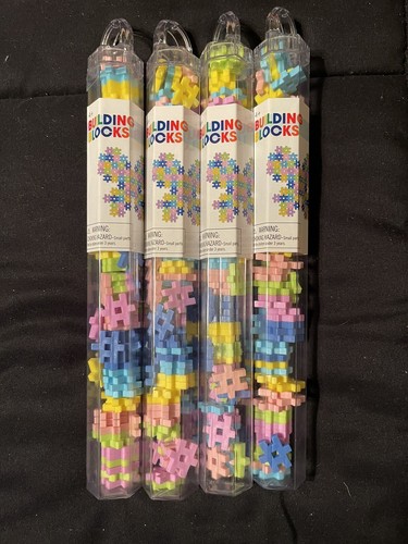 Lot of 4 (72/tube) Pastel Hashtag Building Blocks Teaching Supply ...