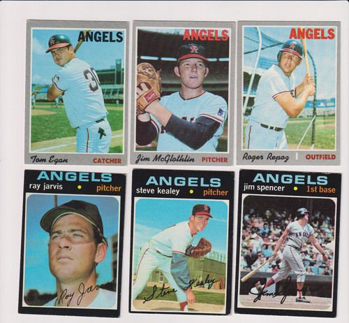 1970-1971 Topps California Angels Baseball Card Lot (6) VG Ray Jarvis ...