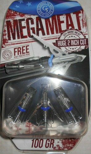 @NEW@ 1- 3pk. G5 Megameat 100 Broadheads! 2" Broadhead mega meat MM100 ...