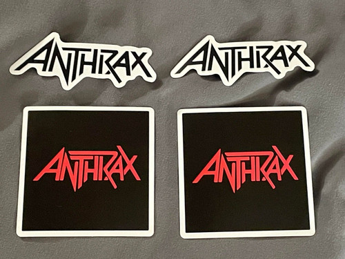 Lot of 4 ANTHRAX 1 1/4" to 3" Band Logo Stickers Red Black FAST! FREE ...