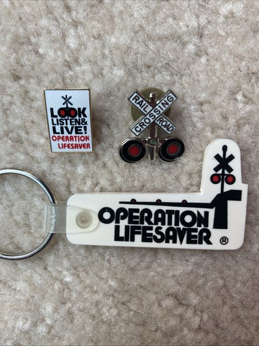 Operation Lifesaver Lapel Pin Look Listen & Live Train Safety Key Chain ...