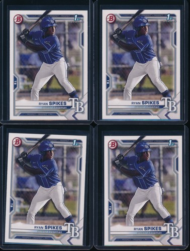 Lot of (4) RYAN SPIKES 1st 2021 Bowman Draft Paper Rays Rookie Card RC ...