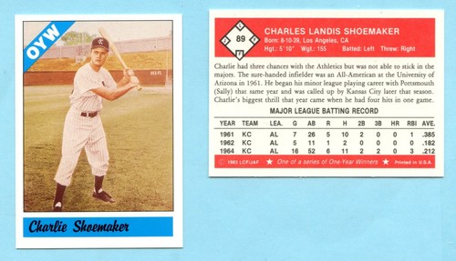 1979 One Year Winners Baseball card # 89 Charlie Shoemaker -- Kansas ...