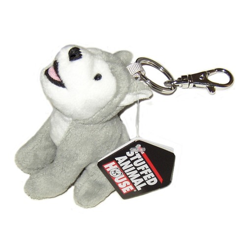 Howling Grey Timber Wolf Plush Toy Keychain | eBay
