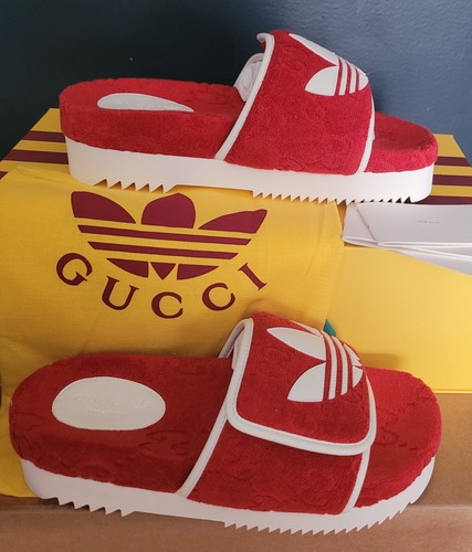 NEW GUCCI ADIDAS MAGIC SPONGE GG PLATFORM RED COTTON SPONGE GUCCI 10 ...