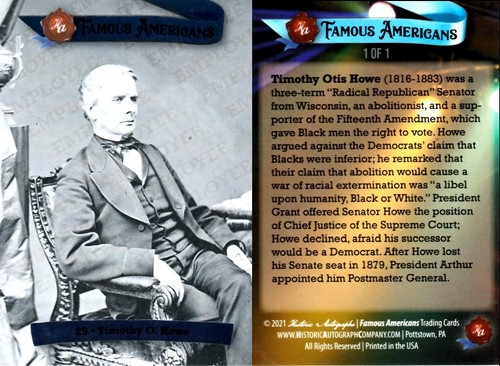 Historic Autographs HA Famous Americans #29 Timothy Otis Howe Alloy ...